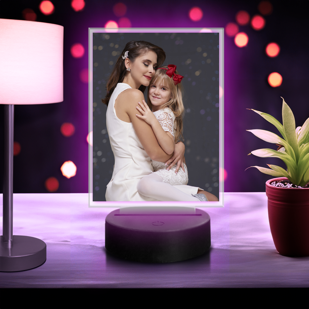 Rectangular luminous plexi plaque personalized with photo